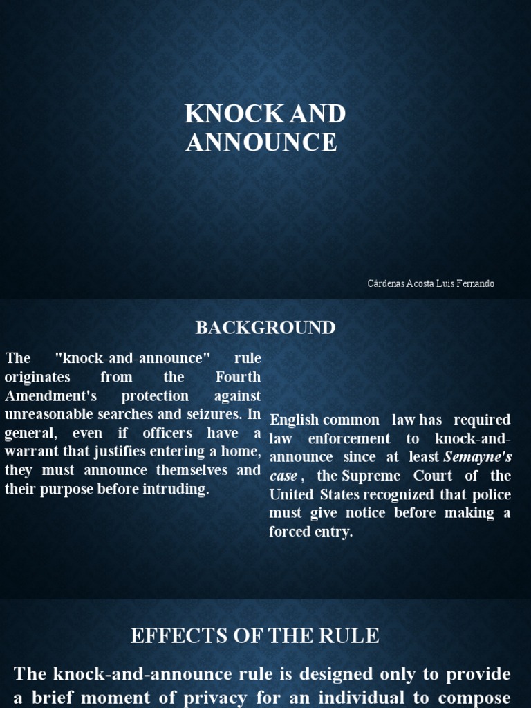 Knock and Announce | Download Free PDF | Search And Seizure | Legal Action