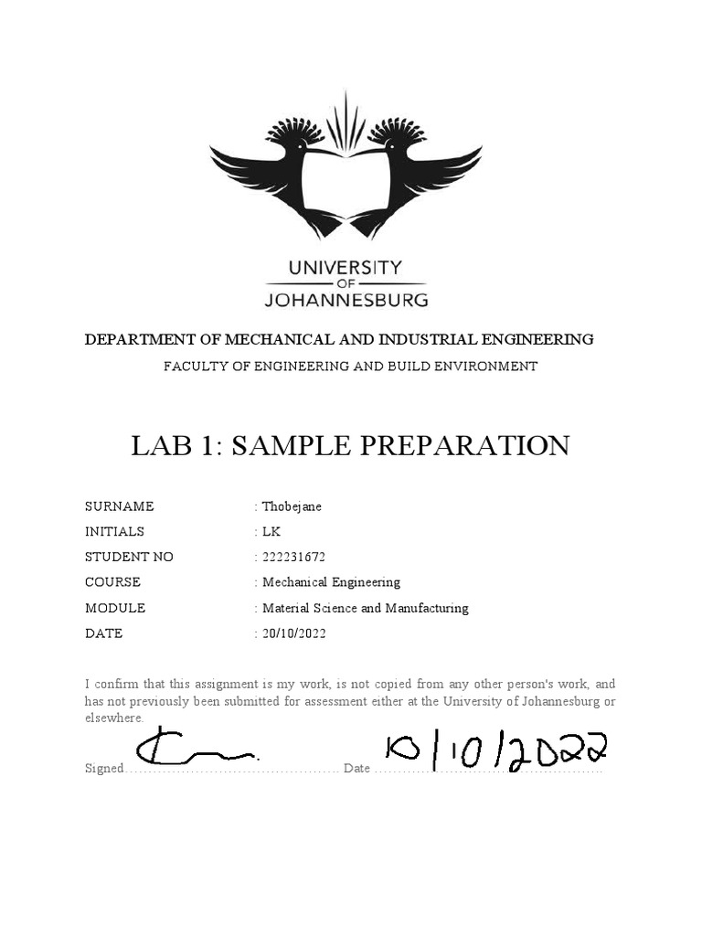 Lab 1 Report Material Science | PDF | Grinding (Abrasive Cutting) | Building Materials