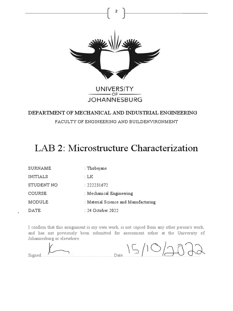 Lab 2 Microstructure Characterization Pdf Microstructure