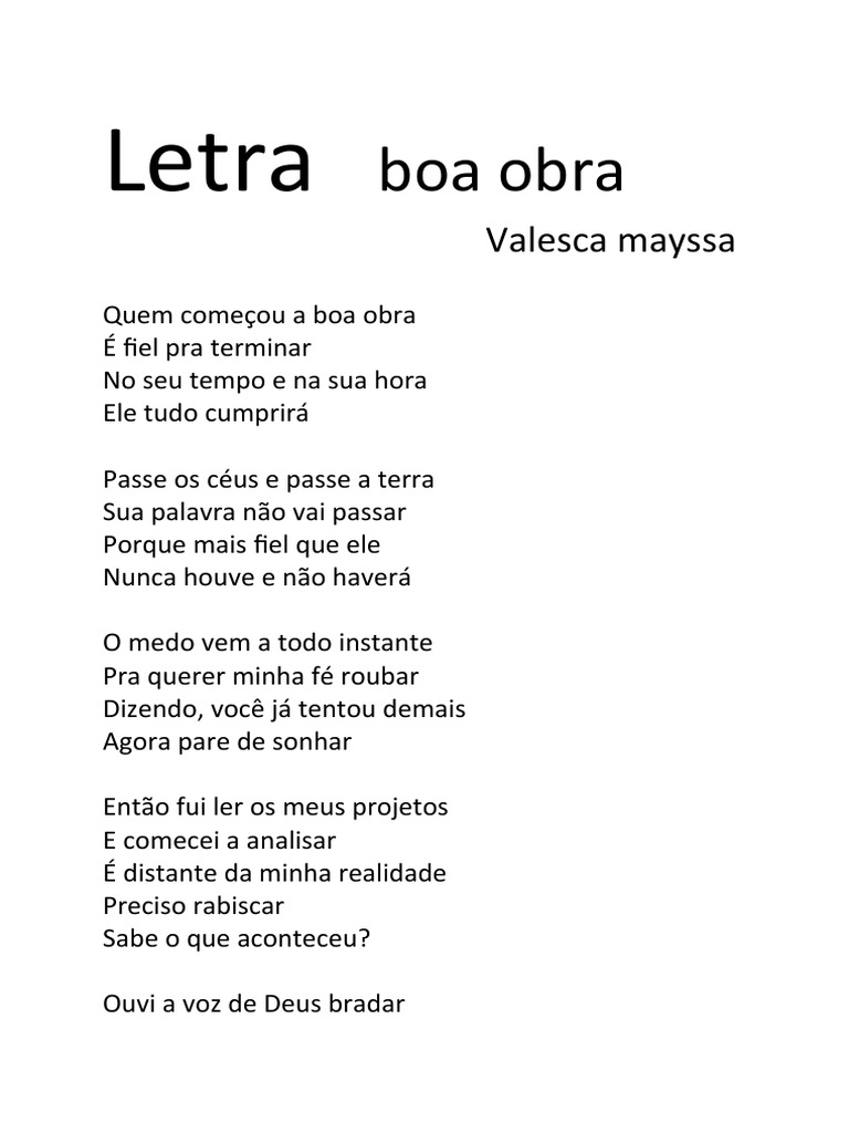 Letra Boa Obra | PDF