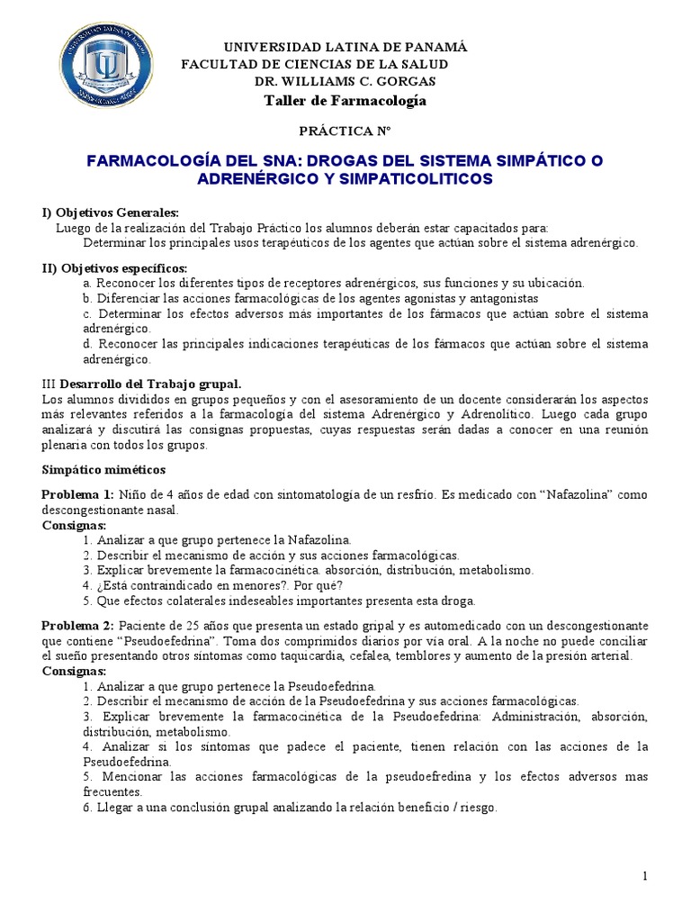 Taller SNA | PDF | Farmacología | Drogas