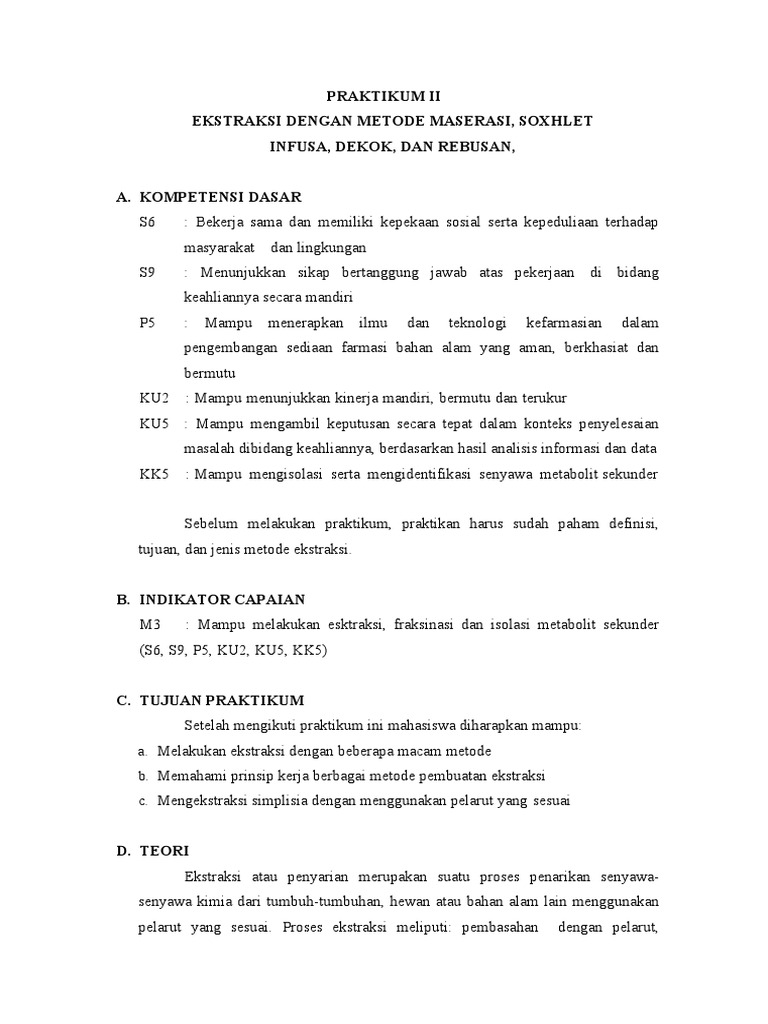 Metode Ekstraksi Farmasi: Maserasi, Soxhlet, Infusa, Dekok | PDF