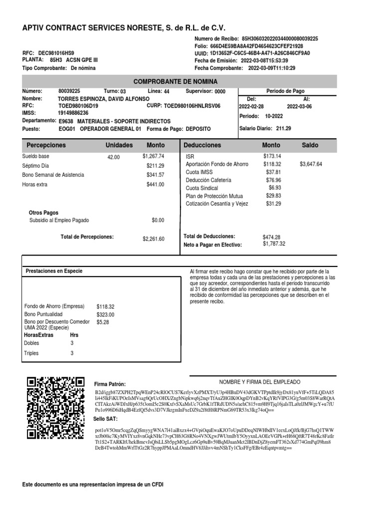 Aptiv Contract Services Noreste, S. de R.L. de C.V | PDF