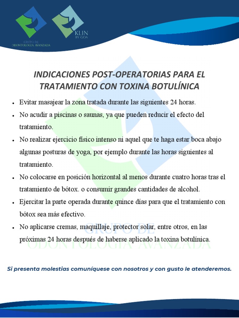 Cuidados Post Operatorios Botox Facial | PDF