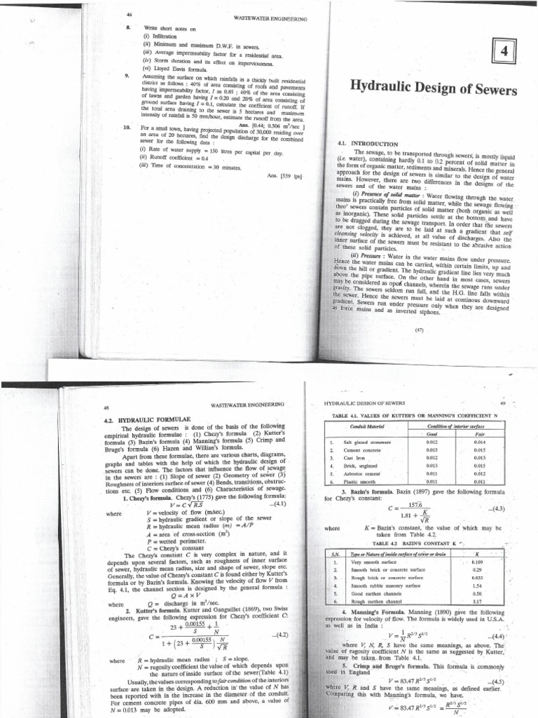 Hydraulic Design of Sewers | PDF