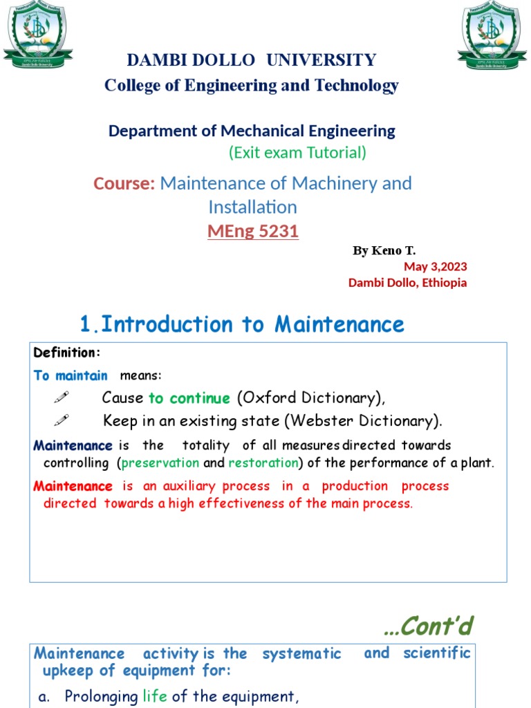 1&2 - Chapter 1 Introduction Maintenance and Chapter 2 Theories of Damages | PDF | Corrosion | Wear