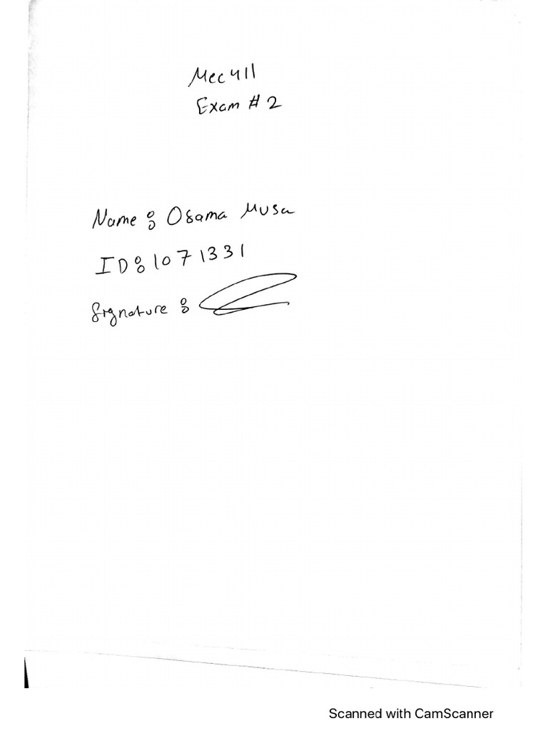 MEC411 Exam#2 (Osama Musa) | PDF