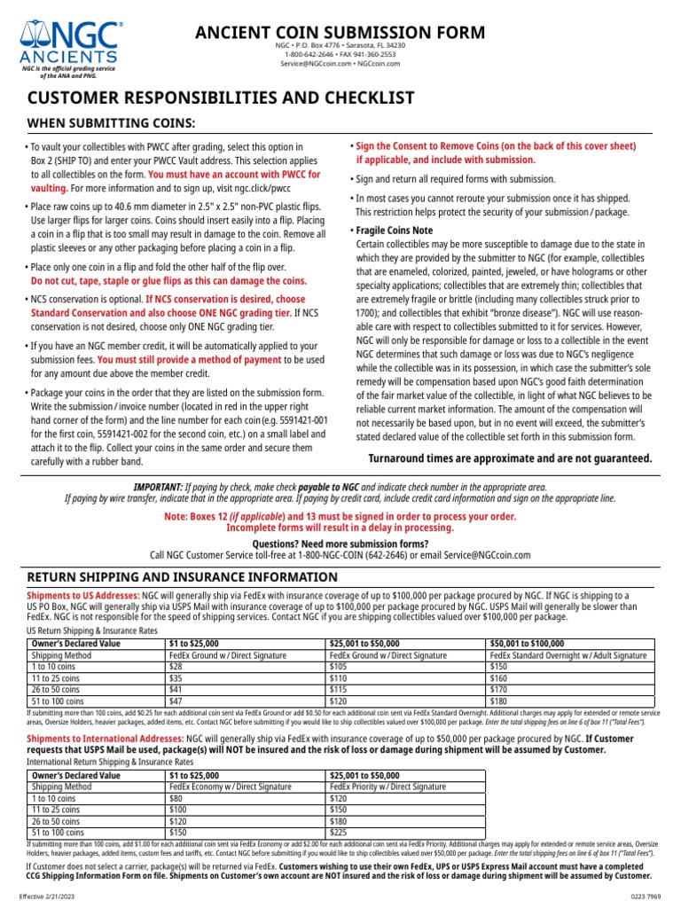 Ancient Coin Submission Form: Instructions and Checklist for Customers ...
