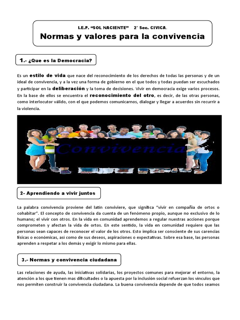 Normas y Valores para La Convivencia | PDF | Moralidad | Democracia