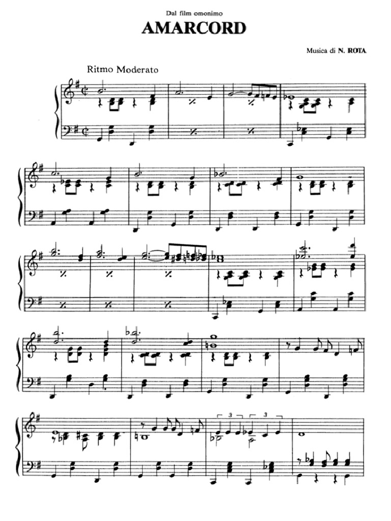 Amarcord Theme Nino Rota | PDF