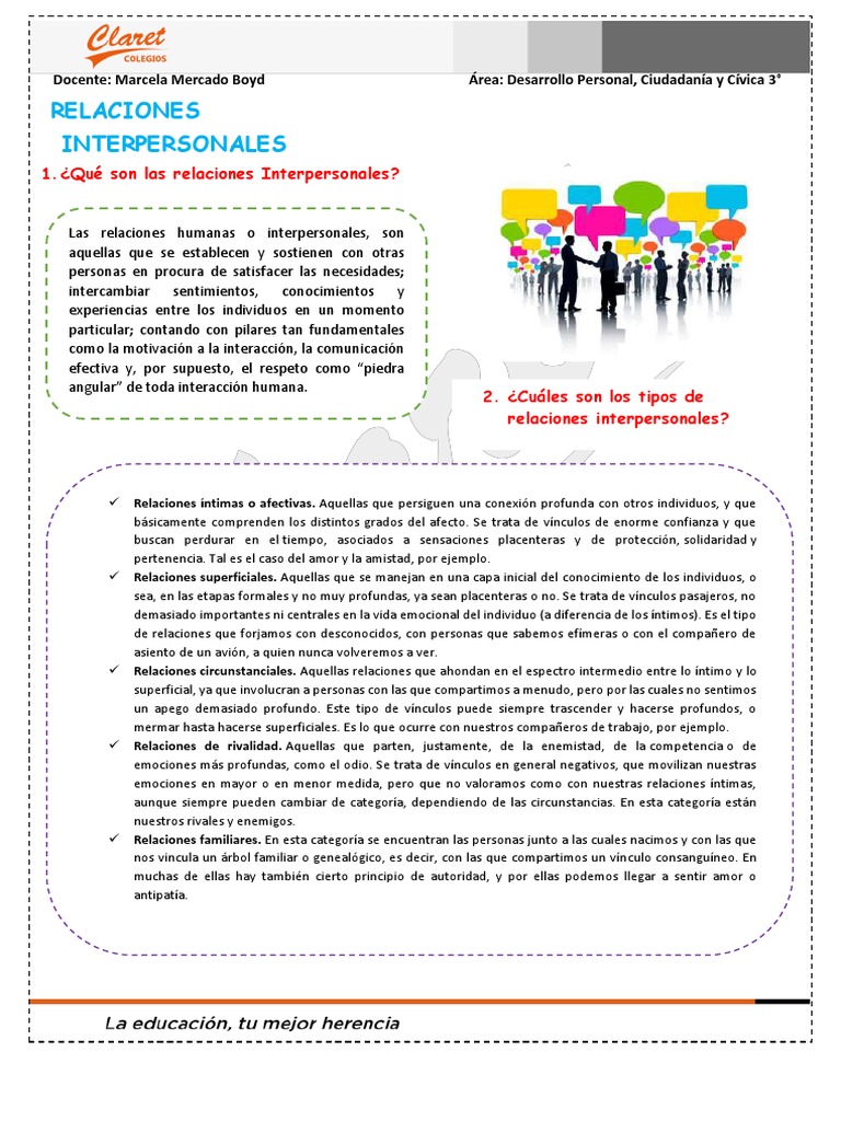 7 - Relaciones Interpersonales y La Amistad - T | PDF | Relaciones ...
