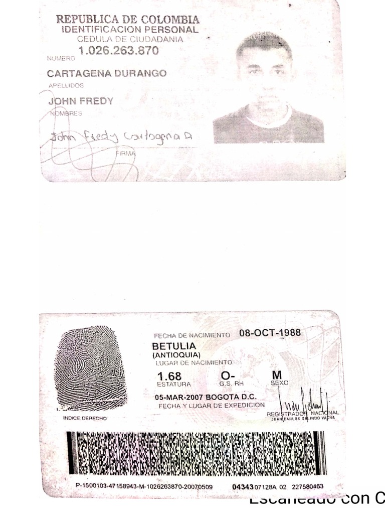 Cedula Jhon Fredy | PDF