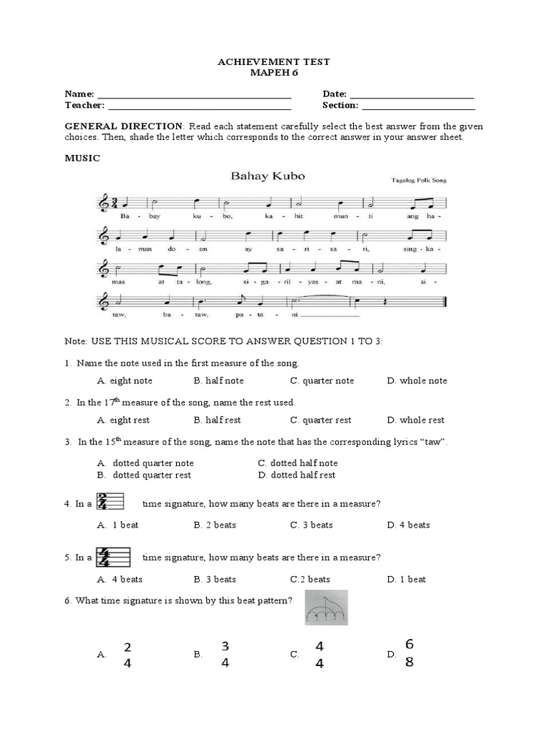 2019 MAPEH Baler - Grade 6 | PDF | Tempo | Shutter (Photography)