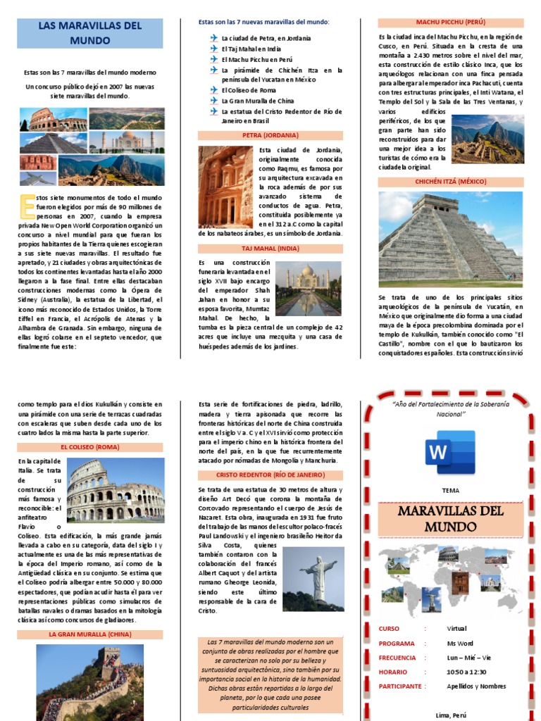 Las Maravillas Del Mundo Triptico | PDF