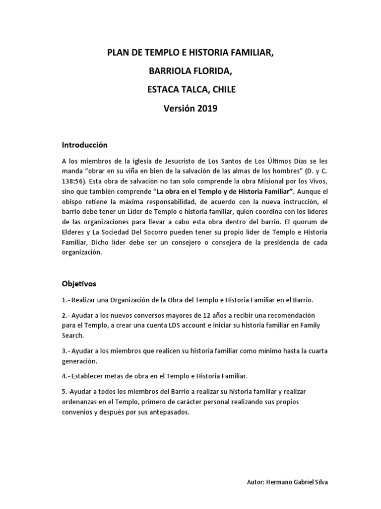 Plan de Templo e Historia Familiar | PDF | La Iglesia de Jesucristo de ...
