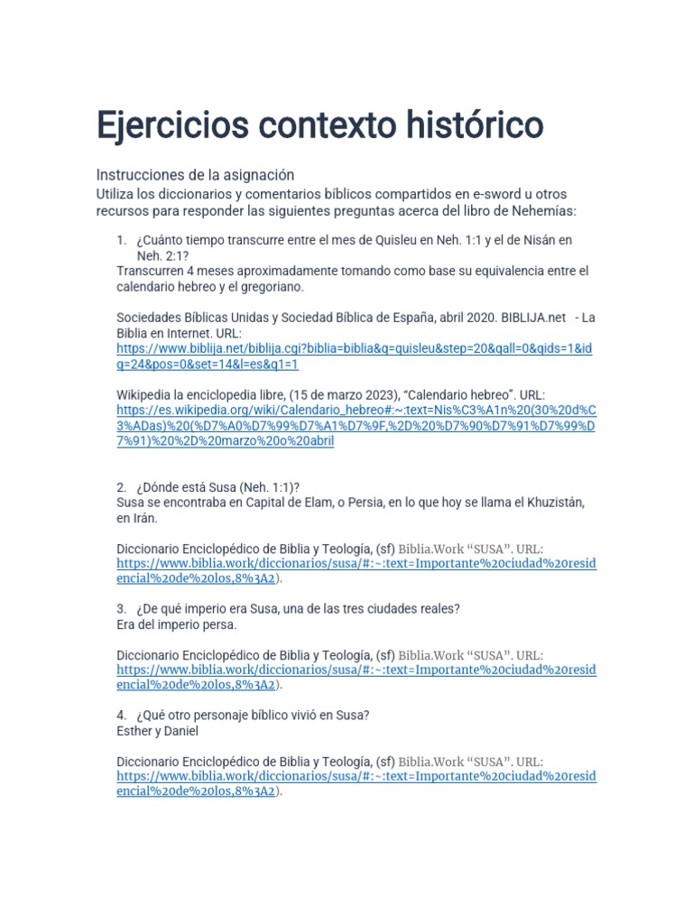 Ejercicios Contexto Histórico | PDF