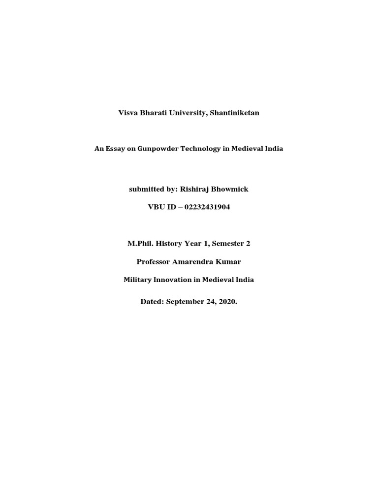 An Essay On Gunpowder Technology in Medi | PDF | Mughal Empire | Gunpowder
