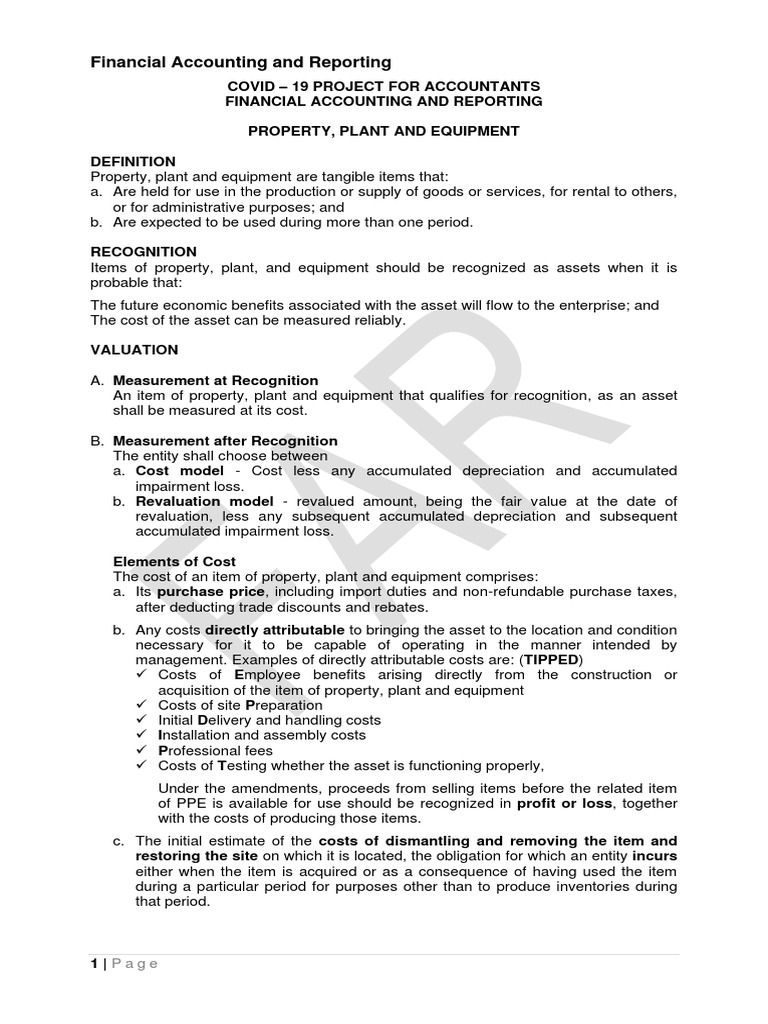 17 Property Plant and Equipment PART 1 PDF | PDF | Depreciation | Cost