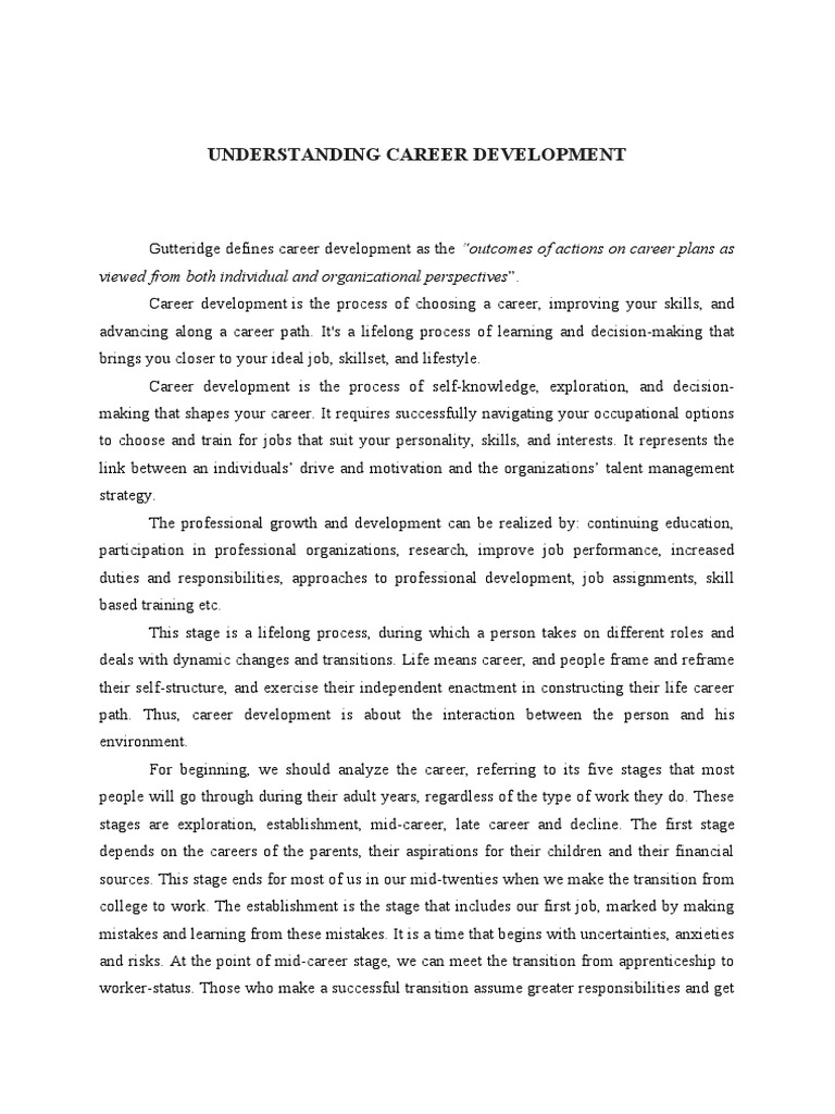 Understanding Career Development | PDF