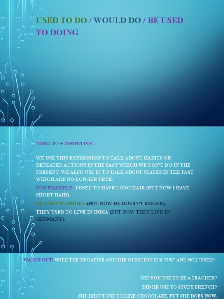 Used To | PDF | Grammatical Tense | Verb