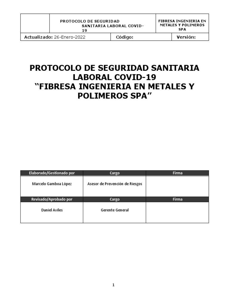 Procedimiento Seguridad Sanitaria | PDF | Seguridad y salud ocupacional ...