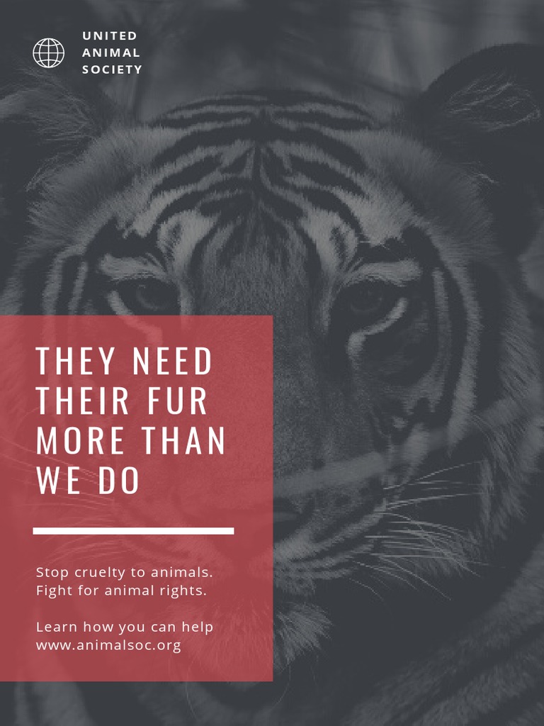 Black and White With Red Shape Animal Rights Poster | PDF