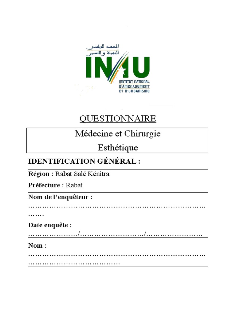 Questionnaire sur la chirurgie esthétique | PDF