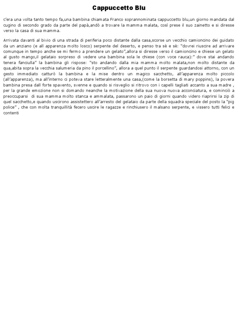 Cappuccetto Blu | PDF