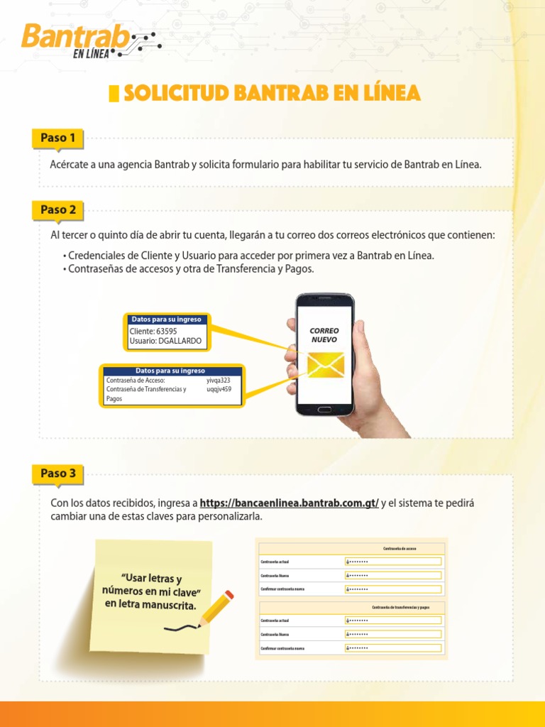Solicitud y Acceso a Bantrab en Línea | PDF