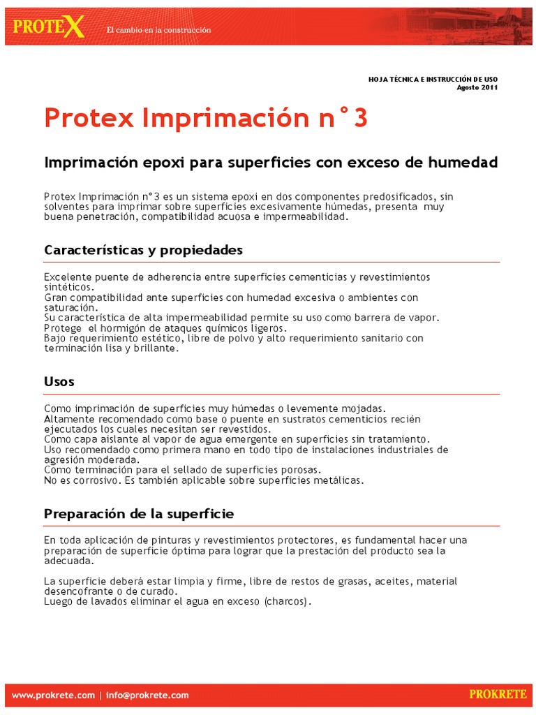 Imprimación Epoxi Protex n°3 para Humedad | PDF | Tecnología
