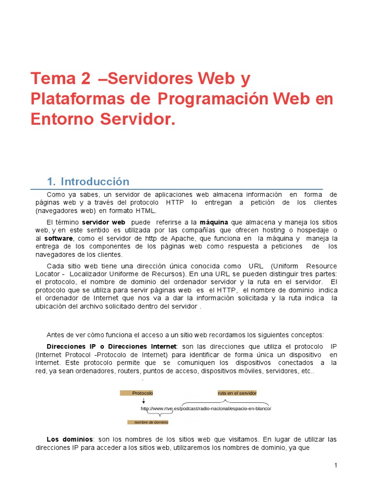Tema 2. Servidores Web y Plataformas | PDF | Servidor web | Internet y web