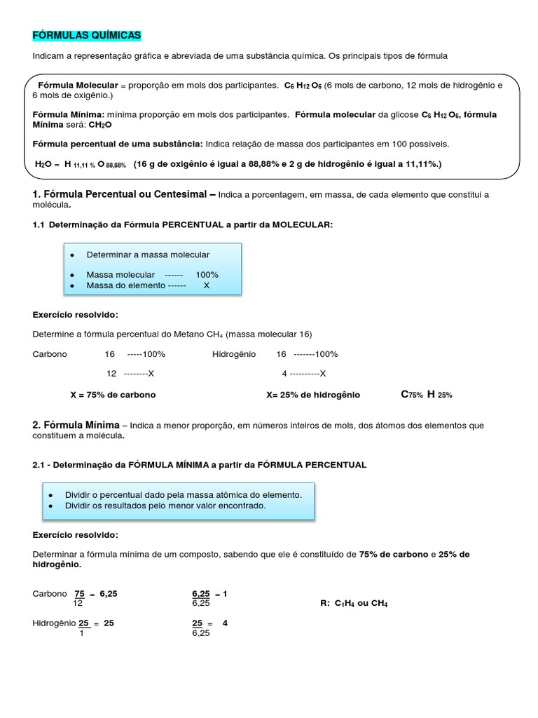 Fã Rmulas Quã Micas PDF | PDF | Moléculas | Carbono