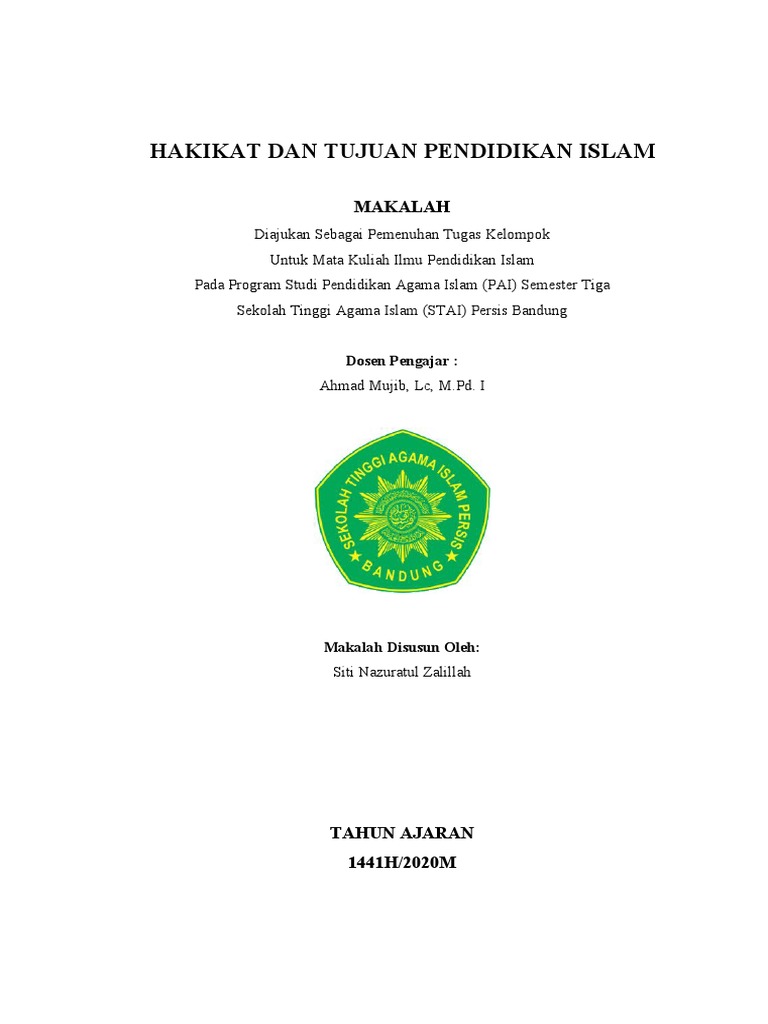 Hakikat Dan Tujuan Pendidikan Islam | PDF
