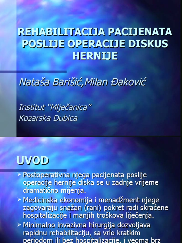 Rehab. Poslije Diskus Hernije | PDF