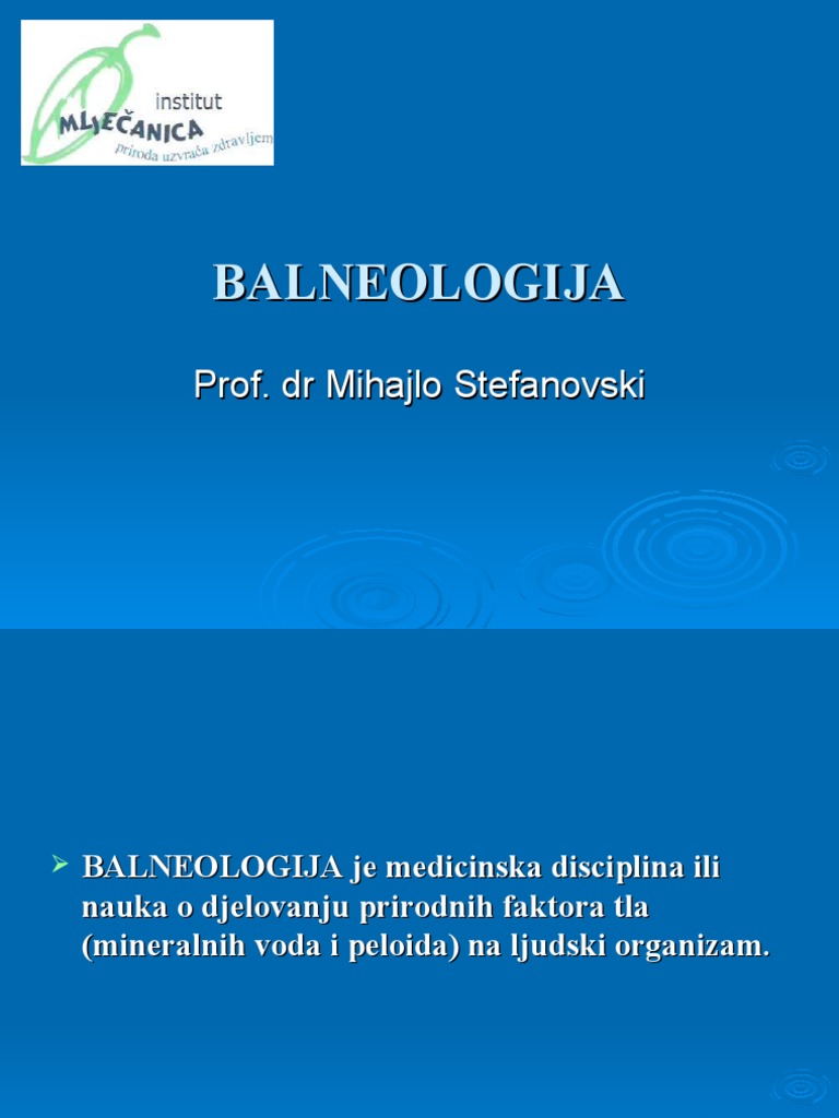 Balneologija - Prezentacija | PDF