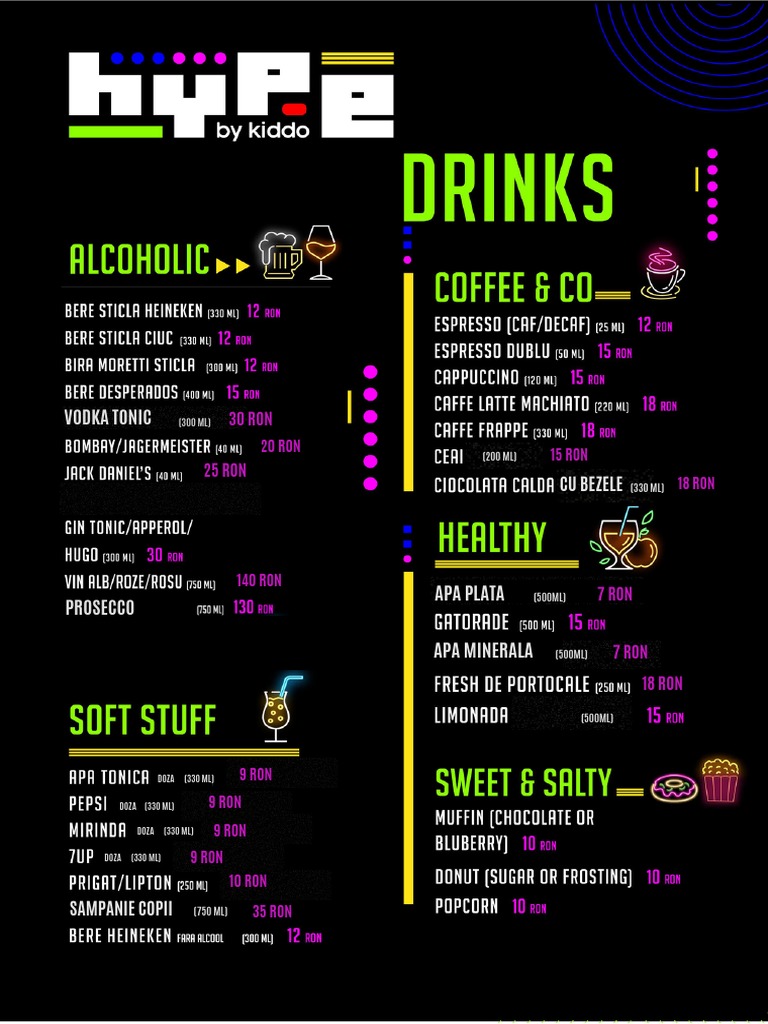 Meniu Hype Arena | PDF | Mozzarella | Western Cuisine