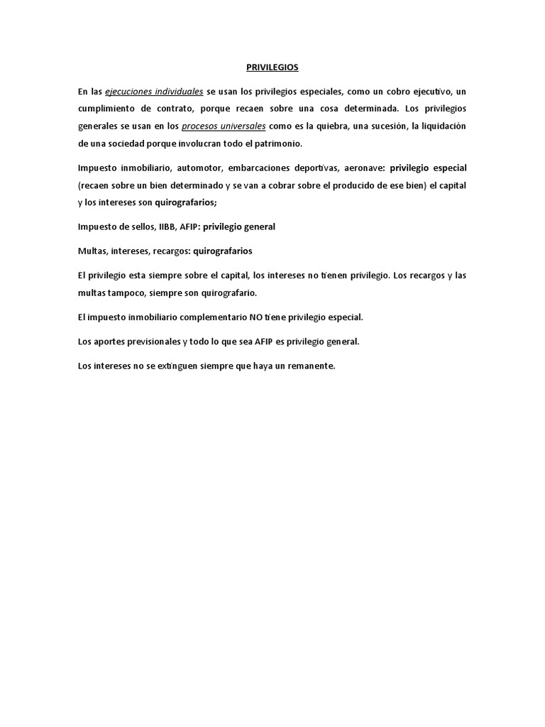 Tipos de Privilegios en Ejecuciones | PDF