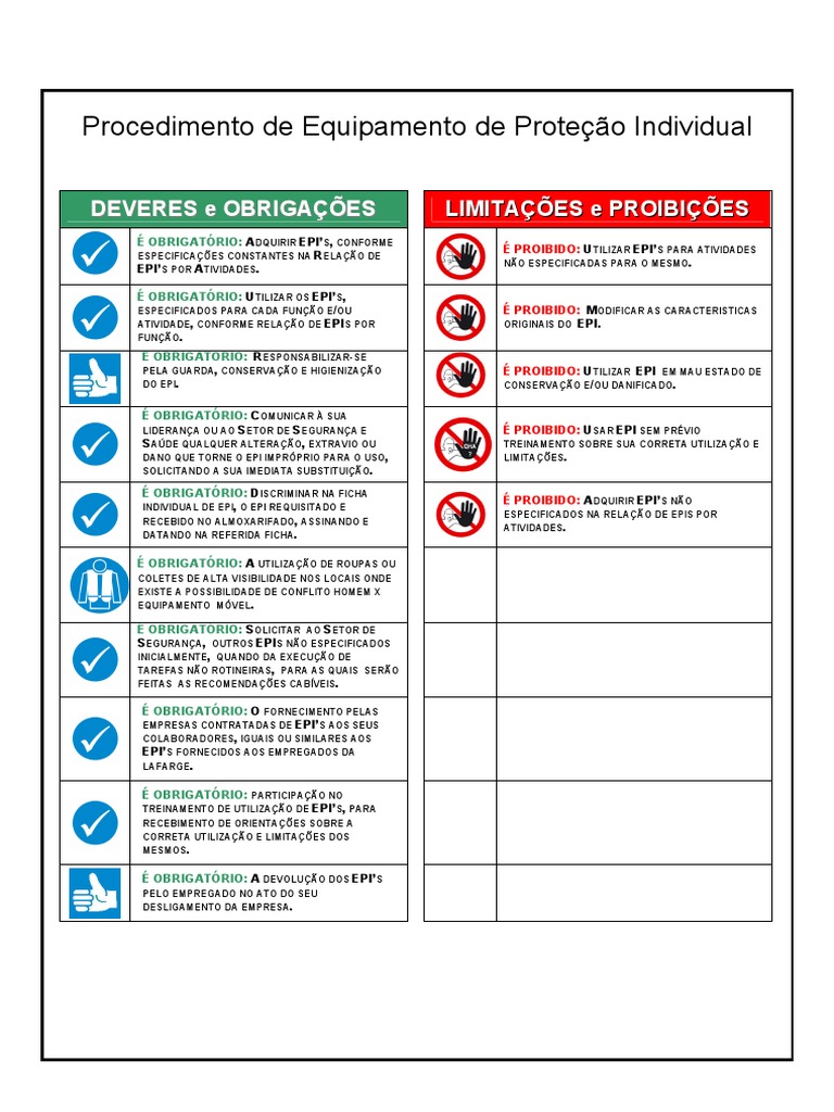 Procedimento de Equipamento de Proteção Individual PDF | PDF