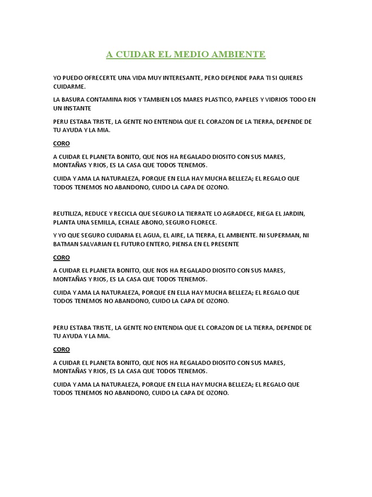 A Cuidar El Medio Ambiente | PDF