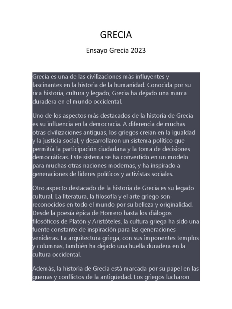 Ensayo Grecia | PDF