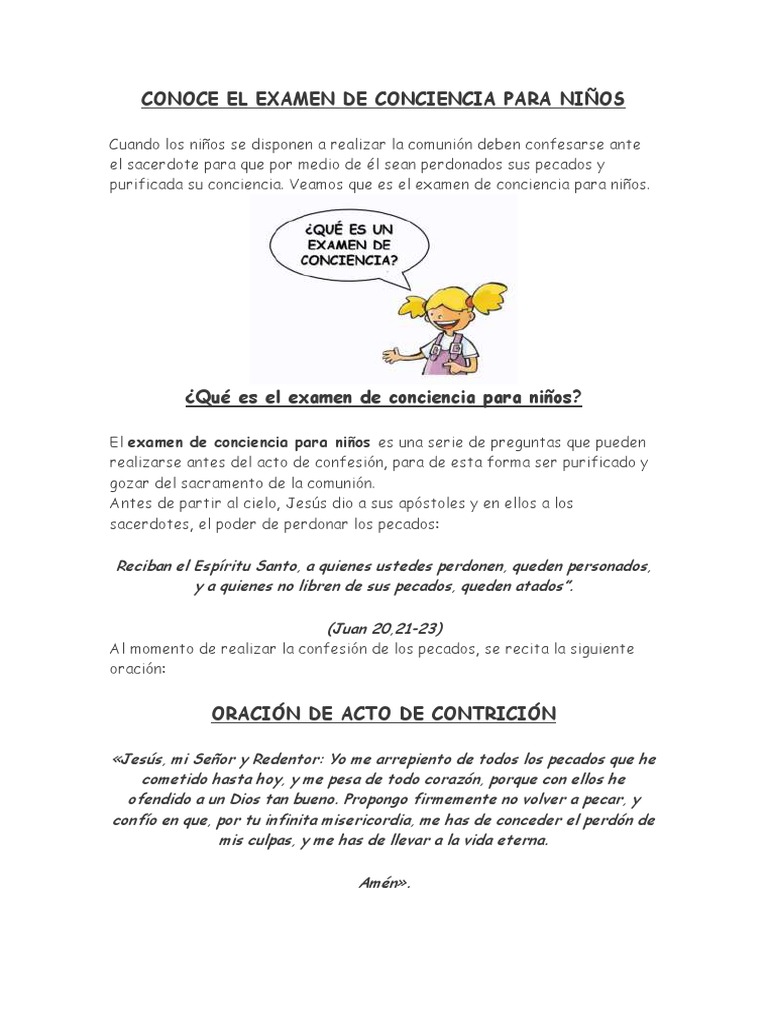 Examen de Conciencia para Niños | PDF