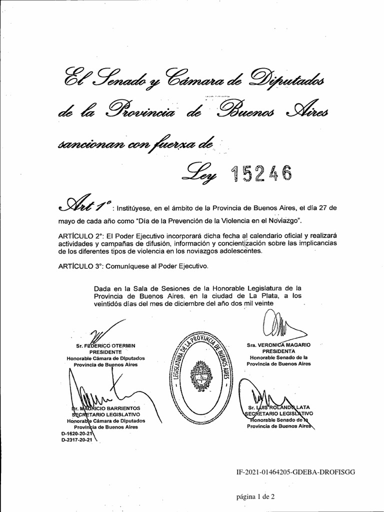 Ley 15246. Día de La Prevención de La Violencia en El Noviazgo (2021) | PDF