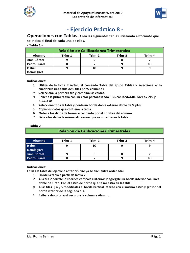 Ejercicio - Tablas PDF | PDF | Software | Informática