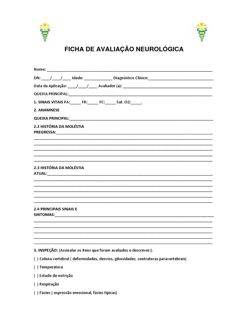 Neurological Assessment Form: Patient Evaluation and Clinical Findings ...