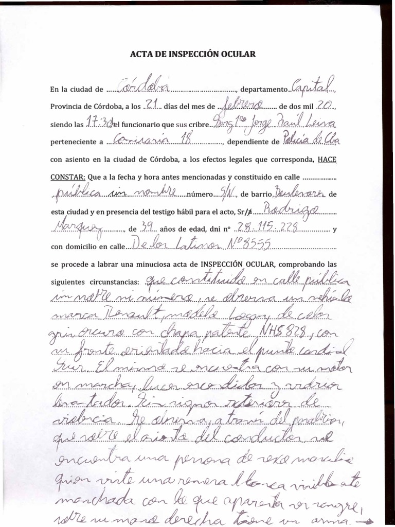 Acta de Inspección Ocular | PDF Acta de Inspección Ocular | PDF