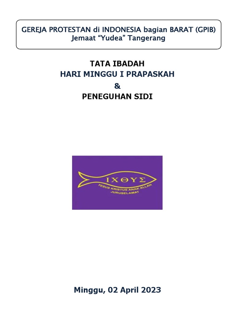 Tata Ibadah Peneguhan Sidi GPIB | PDF