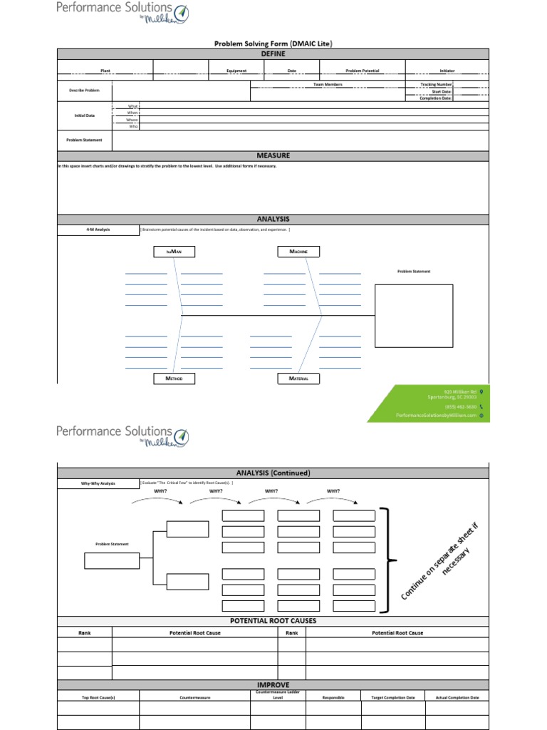 DMAIC Problem Solving Template | PDF