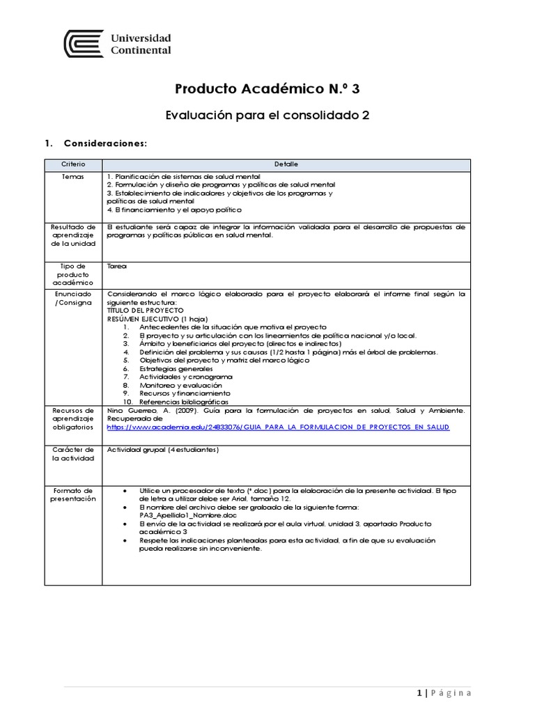 Producto Académico N.º 3: Evaluación para El Consolidado 2 | PDF