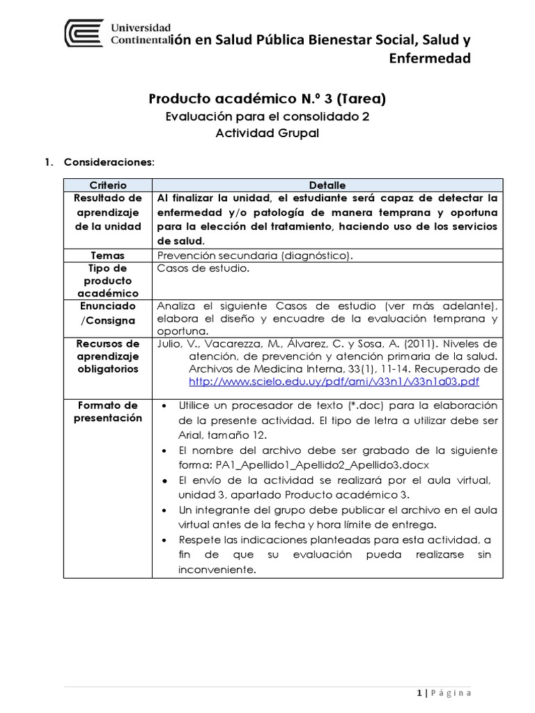 Producto académico n.º 3 (Tarea).vf | PDF | Evaluación | Síntoma