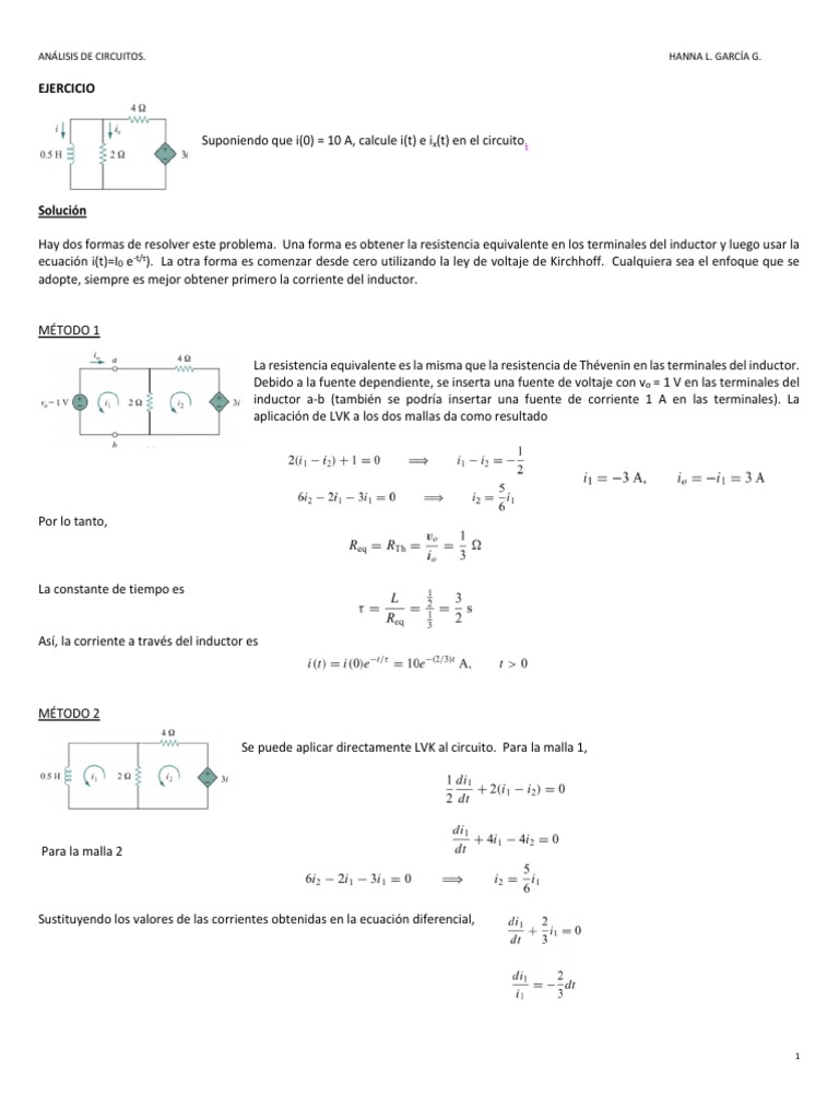 Ejemplo Resuelto 3-Análisis Del Estado Transitorio de Circuitos RC, RL ...